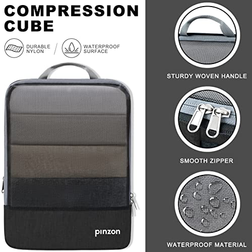 Amazon Brand - Pinzon Premium Packing Cubes, 6 Set Compression Packing Cubes with Laundry Bag & Shoe Bag Travel Expandable Packing Luggage Organizers Black