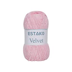 Estako Velvet Chenille Blanket amigurumi Yarn for Crocheting and Knitting Super Bulky 100 gr (132 yds) (1310 - Baby Pink)