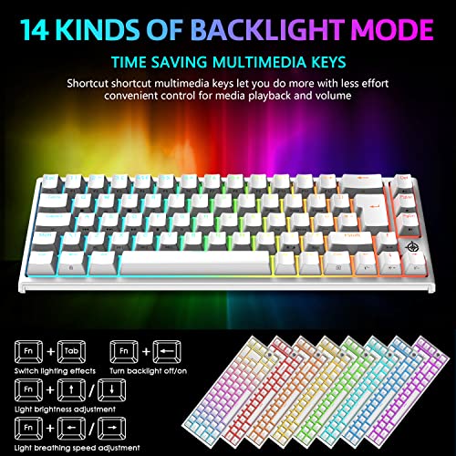 One 2 Mini 60% Wired Gaming Keyboard and Mouse Combo,Wired Chroma RGB Backlit+6400DPI Honeycomb Lightweight Mouse，Compact Anti-Ghosting Metal Panel WaterProof for PC Mac PS4 PS5 (White/Red Switch)