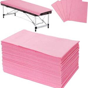 50Pcs Disposable Bed Sheets Massage Table Sheet Waterproof Bed Cover Non-Woven Fabric for Spa Beauty Salon Hotels 31"X 71", Pink