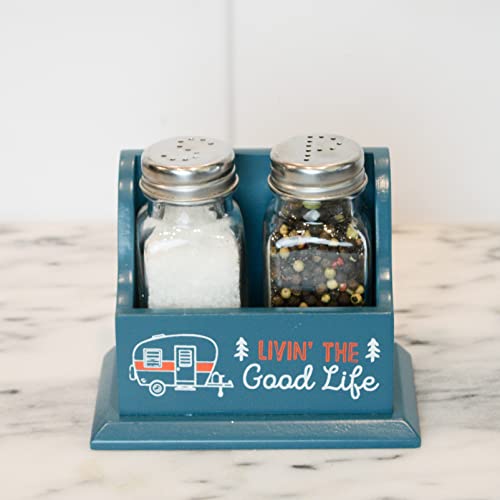 Boston Warehouse Retro Camper Salt & Pepper Shaker Set, 3 Piece, Blue