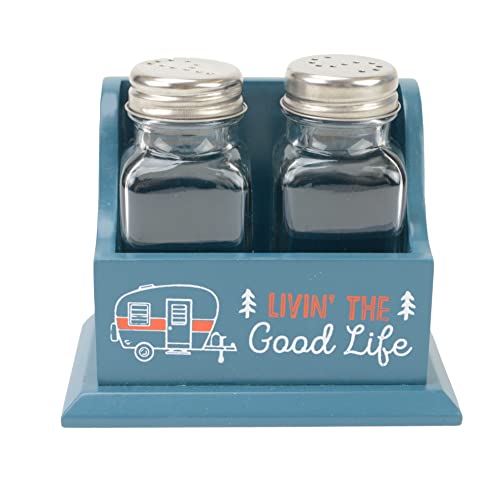 Boston Warehouse Retro Camper Salt & Pepper Shaker Set, 3 Piece, Blue