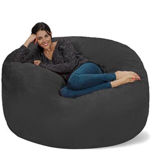 chill sack bean bag chair: giant 5' memory foam furniture bean bag - big sofa with soft micro fiber cover - dark gray