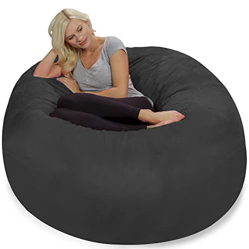 Chill Sack Bean Bag Chair: Giant 5' Memory Foam Furniture Bean Bag - Big Sofa with Soft Micro Fiber Cover - Dark Gray