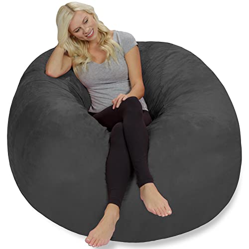 Chill Sack Bean Bag Chair: Giant 5' Memory Foam Furniture Bean Bag - Big Sofa with Soft Micro Fiber Cover - Dark Gray