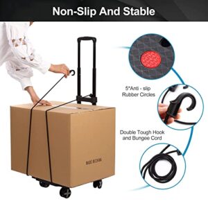 GtIiFmTe Folding Hand Truck, Lightweight Hand Truck Dolly Foldable,Luggage cart with 4 Rotate Wheels, Utility Cart with Adjustable Handle,Collapsible Dolly for Moving Travel Shopping Airport Office