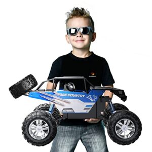 deerc large 1:8 scale remote control monster truck for adults boys, upgraded rc cars remote control car, off road with realistic sound, 2.4ghz 4wd toy all terrain climbing, 2 batteries for 80 min play