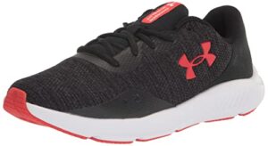 under armour men's charged pursuit 3 twist --running shoe, (002) black/black/radio red, 9