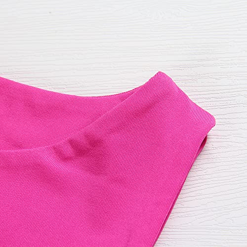 Artfish Women's Sleeveless Cropped Shirts High Neck Stretchy Fitted Basic Crop Tank Top (Hot Pink, XS)