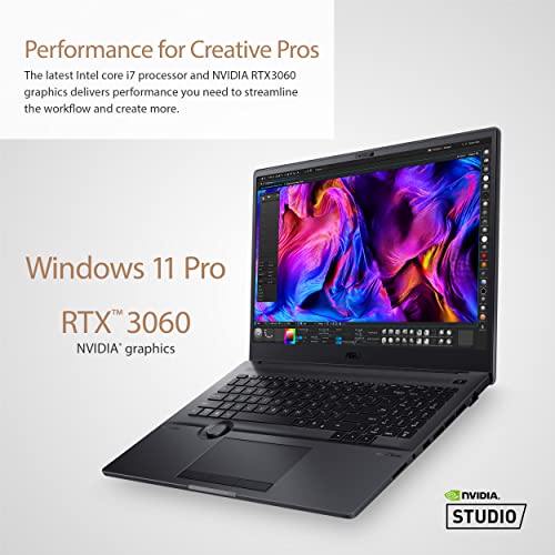 ASUS ProArt StudioBook 16 OLED Laptop, 16” 3840x2400 OLED Display, Intel core i7, 32GB DDR4, 1TB PCIe SSD, Nvidia Geforce RTX 3060, Windows 11 Pro, H7600HM-XB76, Star Black