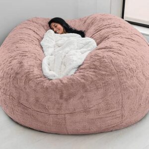 5FT Giant Fur Bean Bag Chair for Adult Living Room Furniture Big Round Soft Fluffy Faux Fur BeanBag Lazy Sofa Cover (it was only a Cover, not a Full Bean Bag)