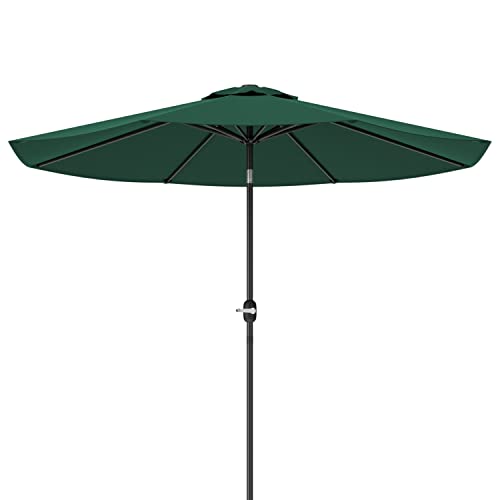 Greesum Patio Umbrella, Outdoor Market Table Parasol with Push Button Tilt, Crank and 8 Sturdy Ribs for Garden, Lawn Backyard & Pool, Green