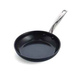 greenpan chatham black prime midnight hard anodized healthy ceramic nonstick, 8" frying pan skillet, pfas-free, dishwasher safe, oven safe, black