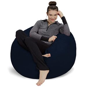 sofa sack bean bag chair: 3' memory foam furniture bean bag - medium sofa with soft micro fiber cover - dark blue