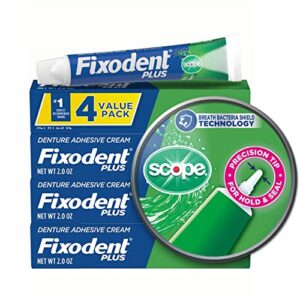 fixodent plus scope secure denture adhesive 2.0oz (pack of 4) ecomm