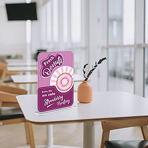 3 Pcs Acrylic Sign Holder, 8.5 x 11 inches Clear Table Menu Display Stand Desktop Display Stand Paper Holder Table Top Sign Holder Suitable for Restaurants, Office, Home, Store (3PCS-Acrylic)