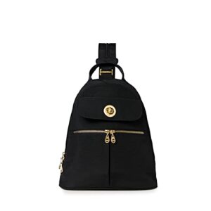 baggallini womens naples convertible backpack, black gold hardware, one size us