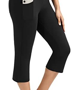 IUGA Yoga Pants with Pockets for Women High Waisted Capri Bootcut Pants Straight Leg Yoga Capris Pants Work Casual Workout