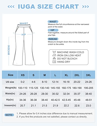 IUGA Yoga Pants with Pockets for Women High Waisted Capri Bootcut Pants Straight Leg Yoga Capris Pants Work Casual Workout