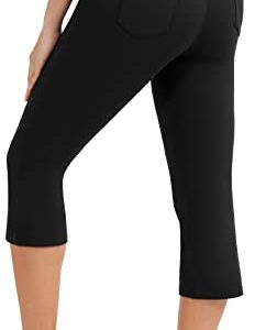 IUGA Yoga Pants with Pockets for Women High Waisted Capri Bootcut Pants Straight Leg Yoga Capris Pants Work Casual Workout