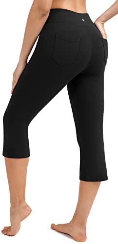 IUGA Yoga Pants with Pockets for Women High Waisted Capri Bootcut Pants Straight Leg Yoga Capris Pants Work Casual Workout