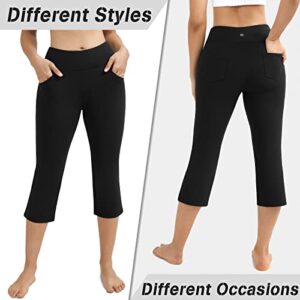 IUGA Yoga Pants with Pockets for Women High Waisted Capri Bootcut Pants Straight Leg Yoga Capris Pants Work Casual Workout