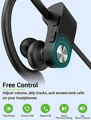 Stiive Bluetooth Headphones, 5.3 Wireless Sports Earbuds IPX7 Waterproof with Mic, Stereo Sweatproof in-Ear Earphones, Noise Cancelling Headsets for Gym Running Workout, 16 Hours Playtime - BlackGrey