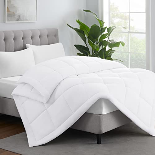 Serta ComfortSure Down Alternative Comforter, Soft Box Stitched Duvet Insert, Quilted Twin XL Comforter with 4 Corner Tabs, All Season Bedding, White