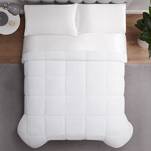 Serta ComfortSure Down Alternative Comforter, Soft Box Stitched Duvet Insert, Quilted Twin XL Comforter with 4 Corner Tabs, All Season Bedding, White