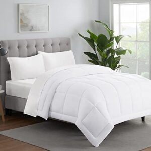 Serta ComfortSure Down Alternative Comforter, Soft Box Stitched Duvet Insert, Quilted Twin XL Comforter with 4 Corner Tabs, All Season Bedding, White