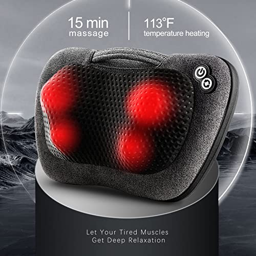 VIKTOR JURGEN Back Massager, Neck Massager with Heat, Massage Pillow Gifts for Men & Women, Electric Shiatsu Back Massager, Deep Kneading Shoulder Massager for Full Body Muscle,Massage at Home, Car