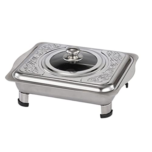 Buffet Platters Dish Tray Chafing Dish Buffet Shabu Hot Pot with Lid 4 Leg Stainless Steel Buffet Warmer Food Pan Fondue Pot for Restaurant Home Kitchen Picnic Catering Supplies Chafing Dish