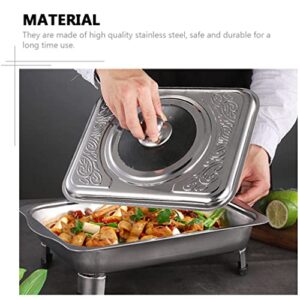 Buffet Platters Dish Tray Chafing Dish Buffet Shabu Hot Pot with Lid 4 Leg Stainless Steel Buffet Warmer Food Pan Fondue Pot for Restaurant Home Kitchen Picnic Catering Supplies Chafing Dish