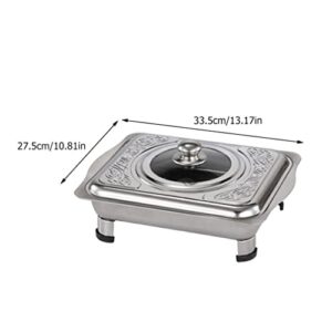 Buffet Platters Dish Tray Chafing Dish Buffet Shabu Hot Pot with Lid 4 Leg Stainless Steel Buffet Warmer Food Pan Fondue Pot for Restaurant Home Kitchen Picnic Catering Supplies Chafing Dish