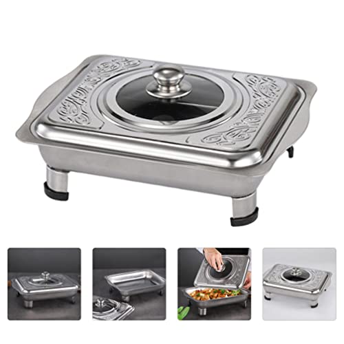 Buffet Platters Dish Tray Chafing Dish Buffet Shabu Hot Pot with Lid 4 Leg Stainless Steel Buffet Warmer Food Pan Fondue Pot for Restaurant Home Kitchen Picnic Catering Supplies Chafing Dish