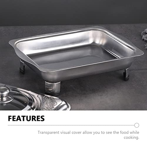 Buffet Platters Dish Tray Chafing Dish Buffet Shabu Hot Pot with Lid 4 Leg Stainless Steel Buffet Warmer Food Pan Fondue Pot for Restaurant Home Kitchen Picnic Catering Supplies Chafing Dish