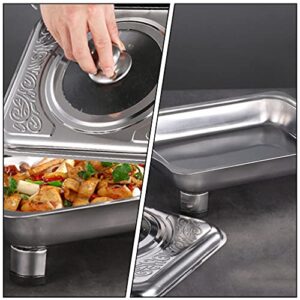 Buffet Platters Dish Tray Chafing Dish Buffet Shabu Hot Pot with Lid 4 Leg Stainless Steel Buffet Warmer Food Pan Fondue Pot for Restaurant Home Kitchen Picnic Catering Supplies Chafing Dish