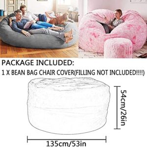 WOQO Bean Bag Cover Big Bean Bag Chair Cover Living Room Furniture Big Round Soft Fluffy for Adults Couples Lazy Sofa Cover (Color : Pink, Size : 135x65cm(53x26in))