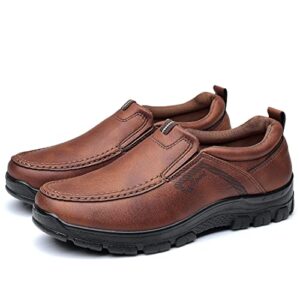 COSIDRAM Mens Loafers Slip on Shoes Casual Comfort Soft Moccasin Daily Flats Driving Walking Shoes Light Brown 9.5