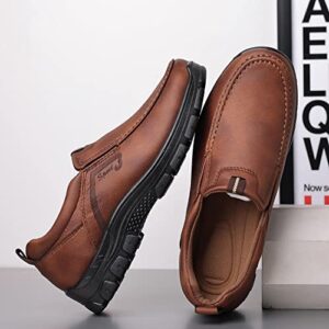 COSIDRAM Mens Loafers Slip on Shoes Casual Comfort Soft Moccasin Daily Flats Driving Walking Shoes Light Brown 9.5