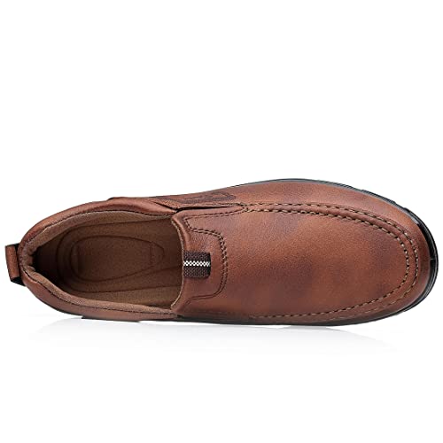 COSIDRAM Mens Loafers Slip on Shoes Casual Comfort Soft Moccasin Daily Flats Driving Walking Shoes Light Brown 9.5