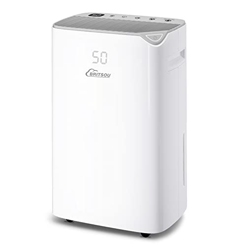 Dehumidifier 3500 Sq. Ft 50 Pint BRITSOU Dehumidifiers for Home Basements Bedroom | Quiet Dehumidifier for Medium to Large Room with Drain Hose | Dry Clothes Mode | Intelligent Humidity Control with Auto Shut Off