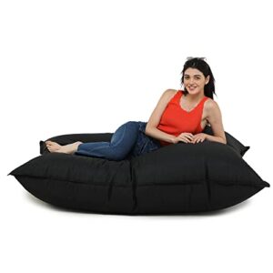 SATTVA 5.5ft All Weather Water Resistant Giant Bed Bean Bag for Adults - Big Bean Bag Covers Only (No Filling), Love Sack Bean Bag Oversized, Washable Ultra Soft Zipper, Dorm & Family Room Black Color