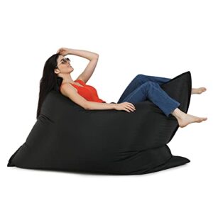 SATTVA 5.5ft All Weather Water Resistant Giant Bed Bean Bag for Adults - Big Bean Bag Covers Only (No Filling), Love Sack Bean Bag Oversized, Washable Ultra Soft Zipper, Dorm & Family Room Black Color