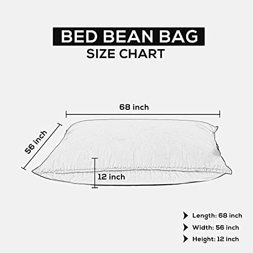 SATTVA 5.5ft All Weather Water Resistant Giant Bed Bean Bag for Adults - Big Bean Bag Covers Only (No Filling), Love Sack Bean Bag Oversized, Washable Ultra Soft Zipper, Dorm & Family Room Black Color