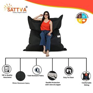 SATTVA 5.5ft All Weather Water Resistant Giant Bed Bean Bag for Adults - Big Bean Bag Covers Only (No Filling), Love Sack Bean Bag Oversized, Washable Ultra Soft Zipper, Dorm & Family Room Black Color