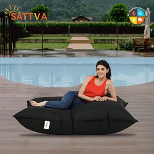 SATTVA 5.5ft All Weather Water Resistant Giant Bed Bean Bag for Adults - Big Bean Bag Covers Only (No Filling), Love Sack Bean Bag Oversized, Washable Ultra Soft Zipper, Dorm & Family Room Black Color