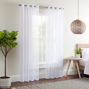 eclipse kiara modern sheer voile light filtering grommet window curtains for bedroom (2 panels), 54 in x 84 in, white