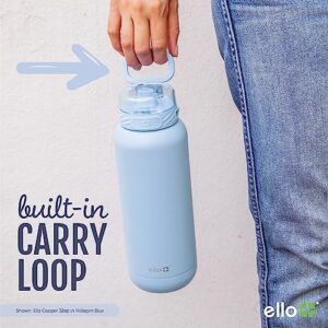 Ello Cooper Vacuum Insulated Stainless Steel Water Bottle with Soft Straw and Carry Loop, Double Walled, Leak Proof, Lilac, 32oz