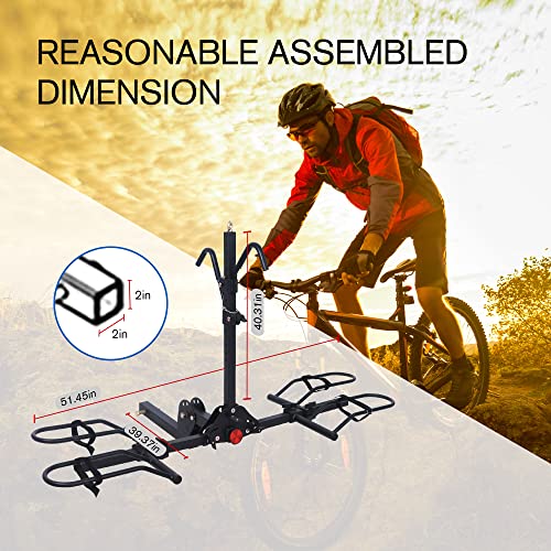 Young 2-Bike Rack Hitch Mount Platform Style for Cars Trucks SUVs Minivans, fits MTB Gravel Road Bike with Up to 5-inch Fat Tire Carrier Rack 200 lb Capacity - 2" Hitch Receiver